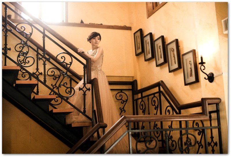 (售) Fiona Lai 黃淑琦款訂製手工裸色美背晚禮服 / 典雅白紗---非常婚禮veryWed.com